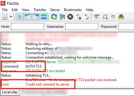 FileZilla: Cómo solucionar error de conexión con TLS【Pasos】